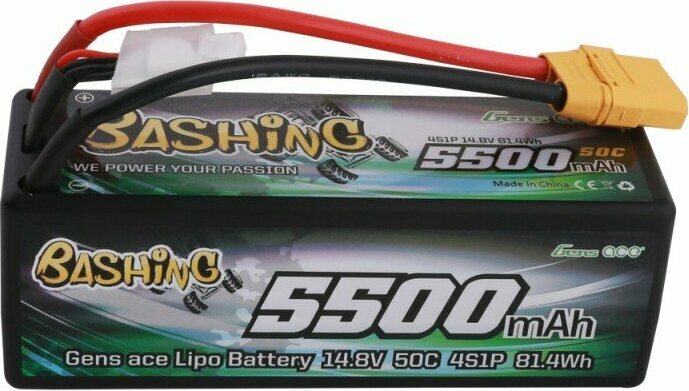 Gens ace bashing series 5500mAh 14.8V 50C 4S1P HardCase 14# car Lipo ...