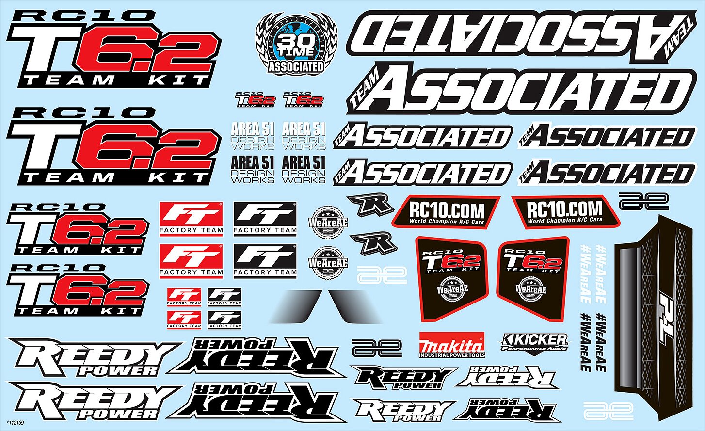 Team Associated 71153 RC10T6.2 Decal Sheet | Övriga | Hobbyfactory Oy ...