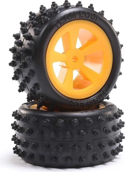 Losi 4 Row Rear Tires, Mounted, Orange (2): Mini JRX2 LOS41022 | Losi ...